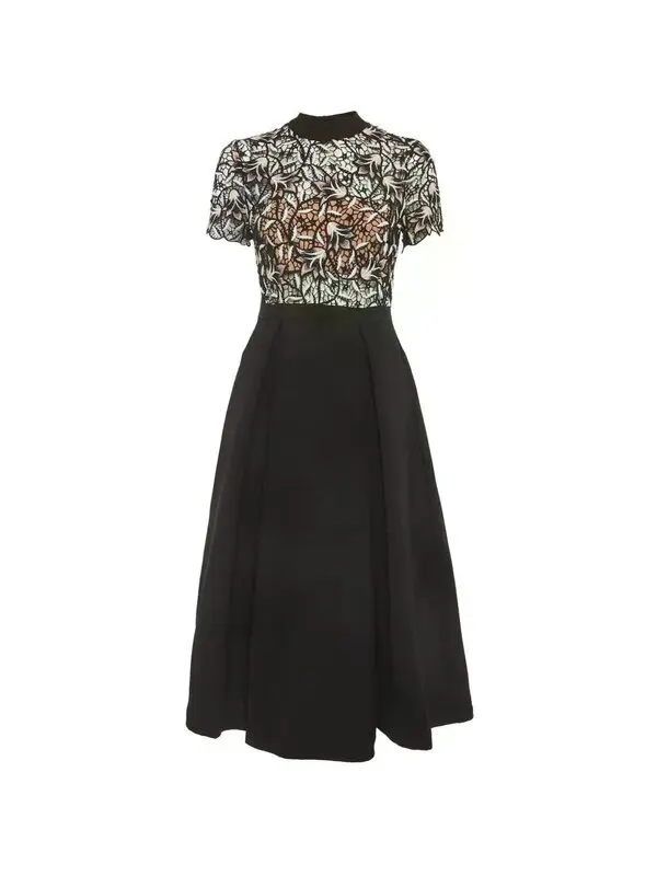 SELF-PORTRAIT Nightshade Lace-trim Midi Dress