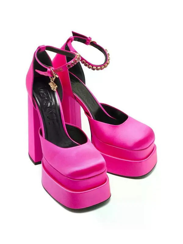 Versace High-shine Double Platform Pumps - Pink