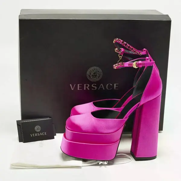 Versace High-shine Double Platform Pumps - Pink
