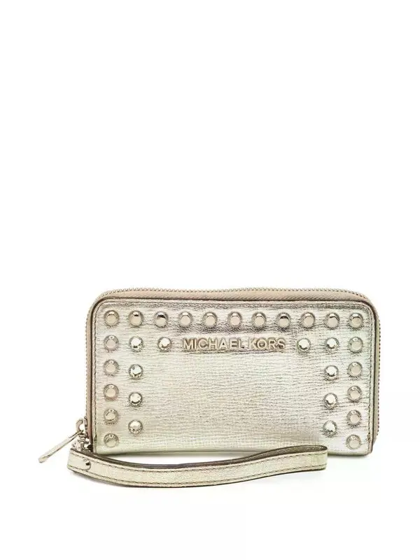 Michael Kors Stud Embellishment Leather Wallet - Silver