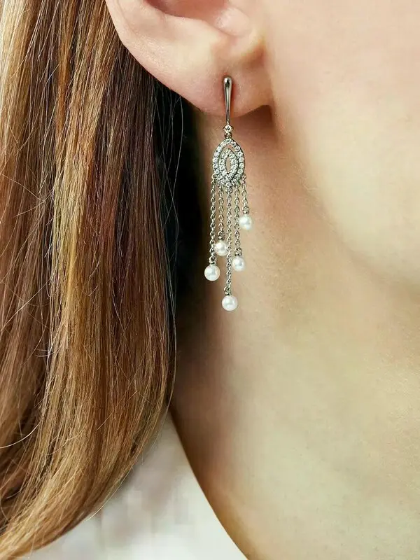 Yoko London 18kt White Gold Akoya Pearl And Diamond Earrings - Silver