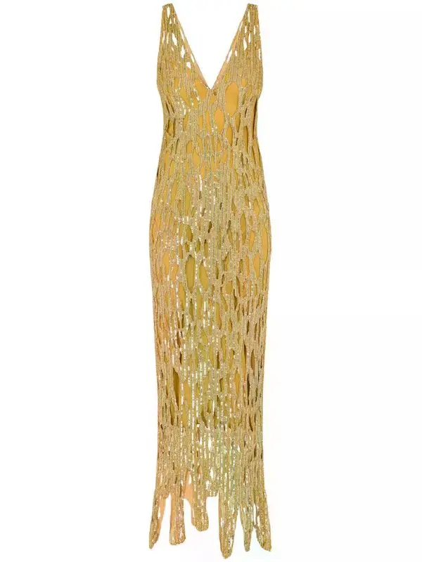 Moschino Sequin Embellished Sleeveless Maxi Dress