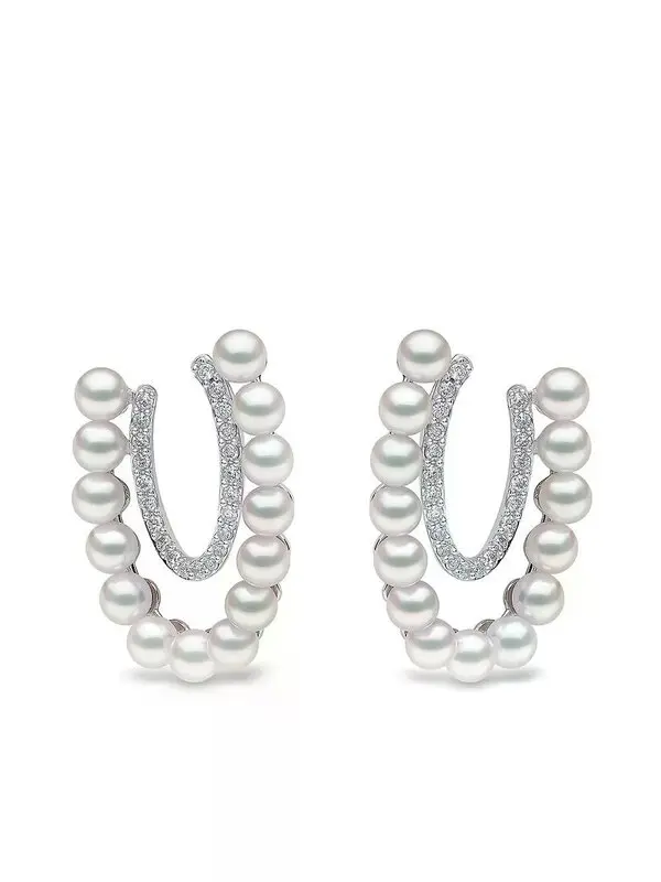 Yoko London 18kt White Gold Akoya Pearl And Diamond Earrings - Silver