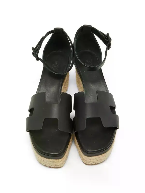 Hermès Elda Leather Wedge Sandals
