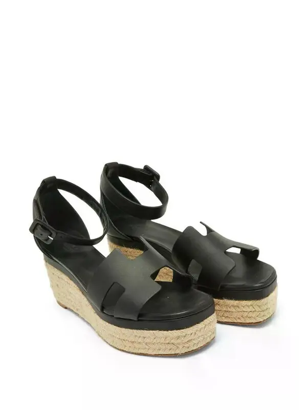 Hermès Elda Leather Wedge Sandals