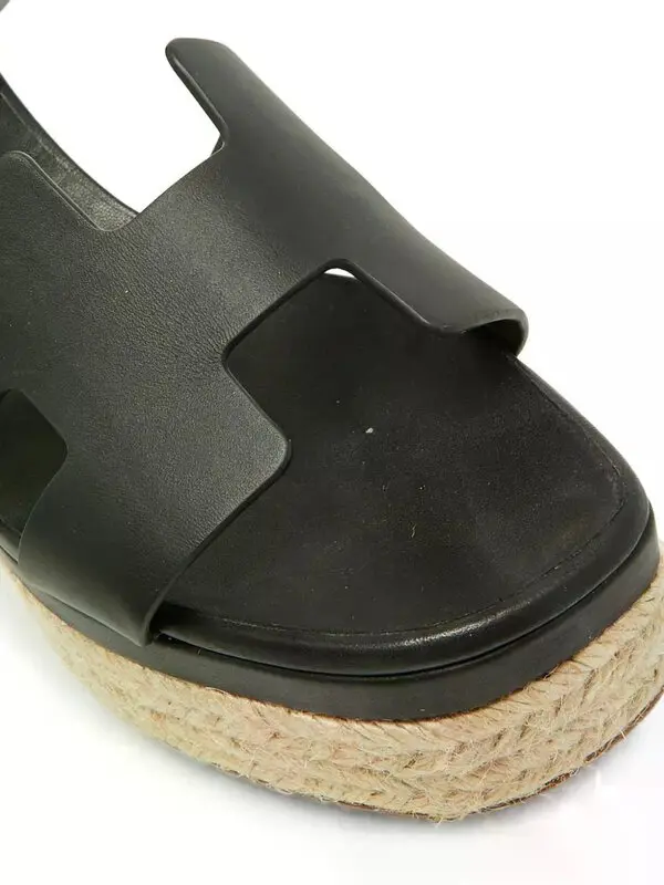 Hermès Elda Leather Wedge Sandals