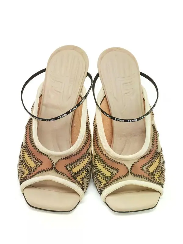 Fendi Mesh Panel Ankle Strap Sandals