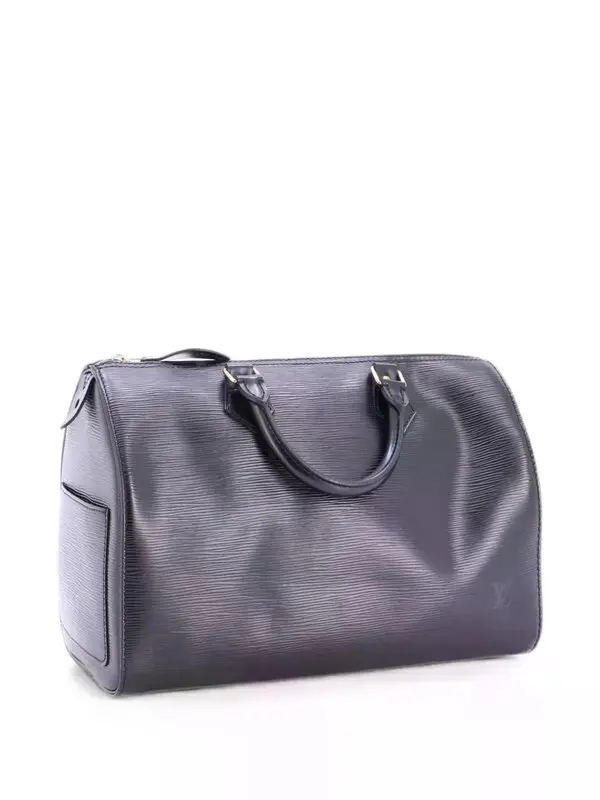 LOUIS VUITTON Speedy Handbag Epi Leather Satchel - Black