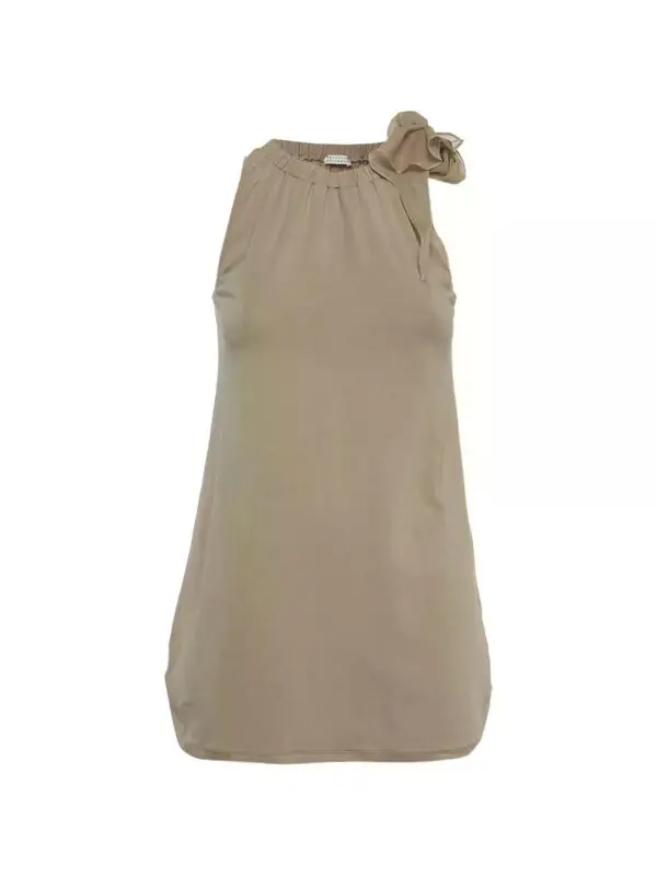 Brunello Cucinelli Gathered Sleeveless Blouse