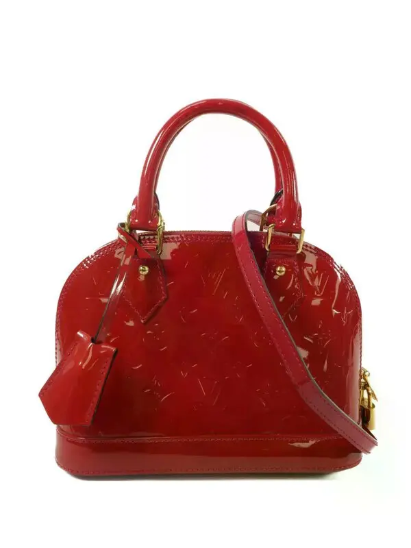LOUIS VUITTON Alma Bb Monogram Vernis Tote Bag - Red