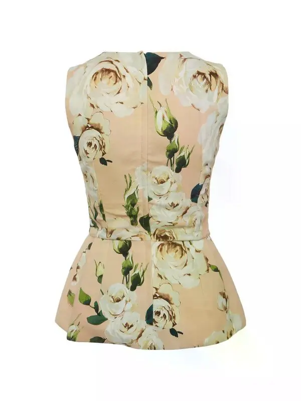 Dolce & Gabbana Sleeveless Floral Print Peplum Top