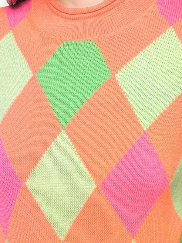 Opening Ceremony Geometric Pattern Mock Neck Pullover