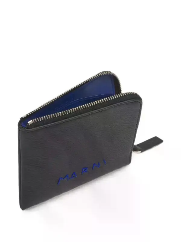 Marni Logo-embroidered Zip-around Wallet - Black