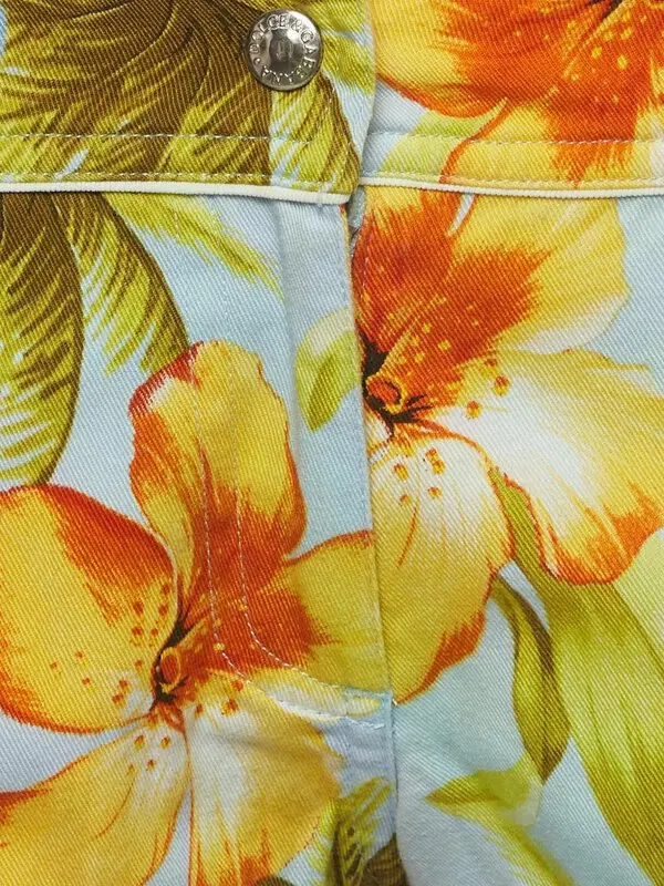Dolce & Gabbana Floral-print Denim Shorts