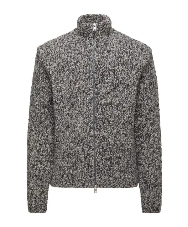 Moncler Wool Alpaca Zip-up Cardigan