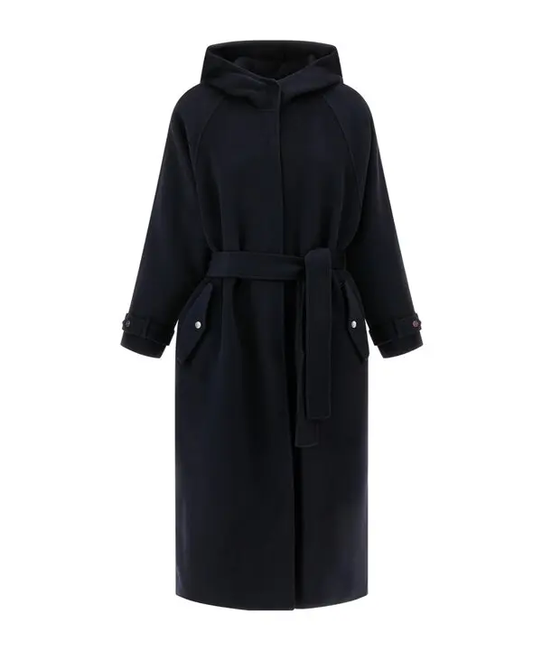 Pinko Belted Hooded Coat - Blue