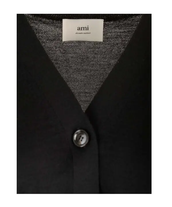AMI Paris De Coeur Logo Embroidered Buttoned Cardigan