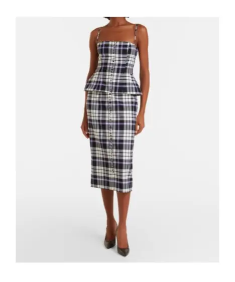 Carolina Herrera Checked Trompe Lœil Wool Midi Dress