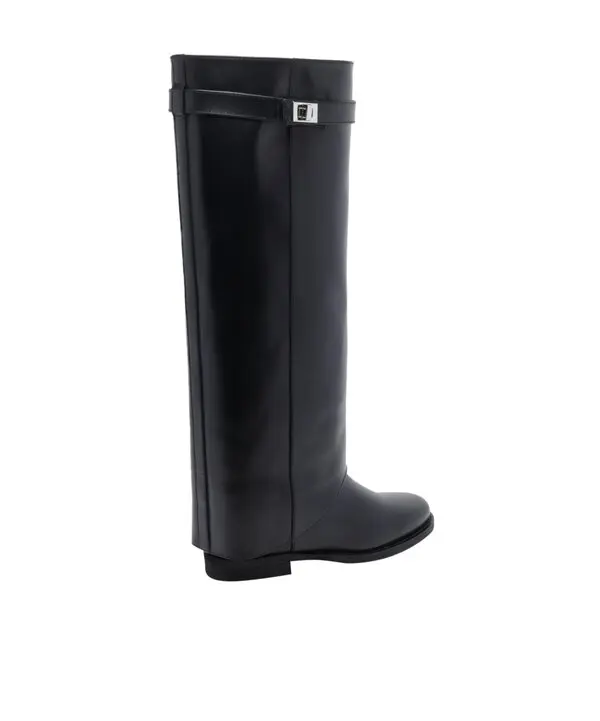 VIA ROMA 15 Leather Knee-high Boots With Buckle Detail - Black