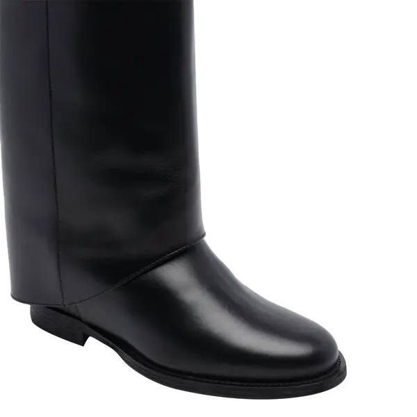 VIA ROMA 15 Leather Knee-high Boots With Buckle Detail - Black