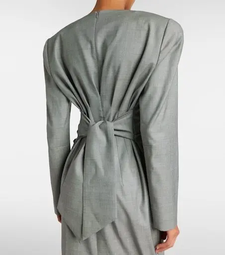 Magda Butrym Wool Midi Dress With Tie Detail