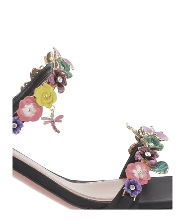 Amina Muaddi Floral-decorated High-heeled Sandals