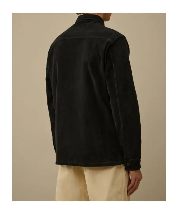 C.P. COMPANY Corduroy Lens Long Sleeved Buttoned Shirt - Black