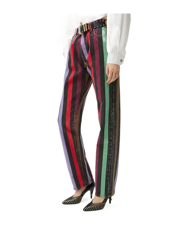 Versace Striped Straight Jeans