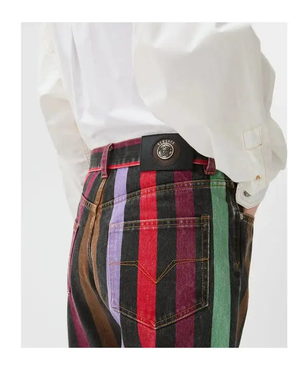 Versace Vertical Striped Jeans - Multicolor