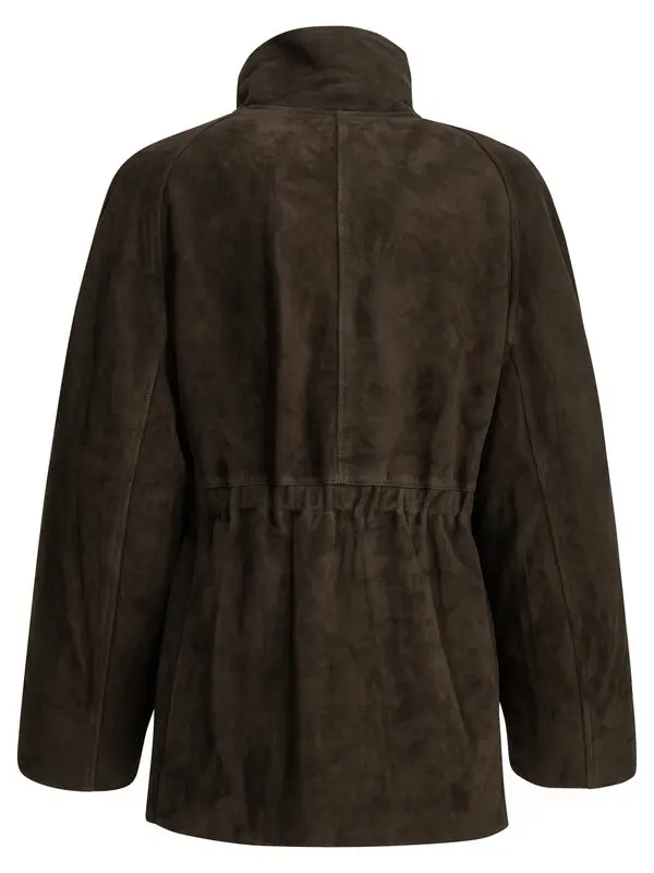 Nour Hammour High-neck Leather Jacket - Brown