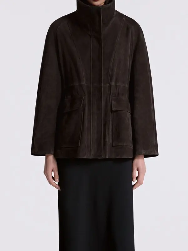 Nour Hammour High-neck Leather Jacket - Brown