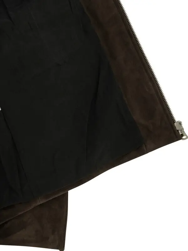 Nour Hammour High-neck Leather Jacket - Brown