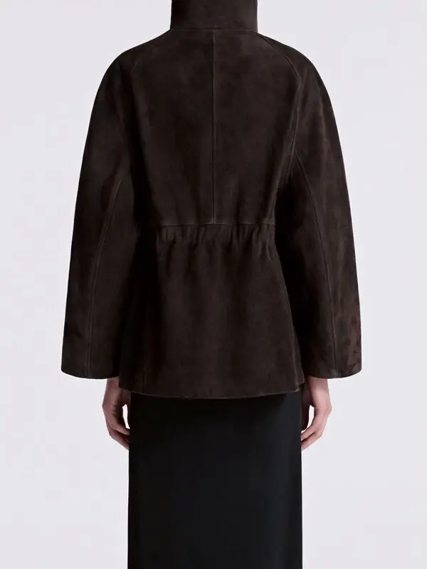 Nour Hammour High-neck Leather Jacket - Brown