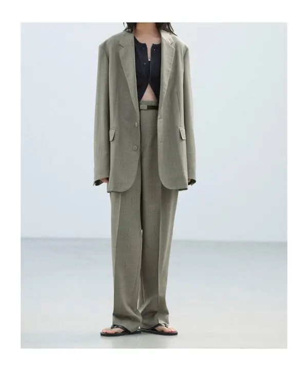 Auralee Striped Blue Suit Jacket