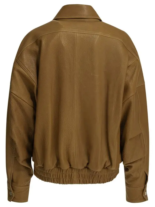 Nour Hammour Long-sleeved Leather Jacket