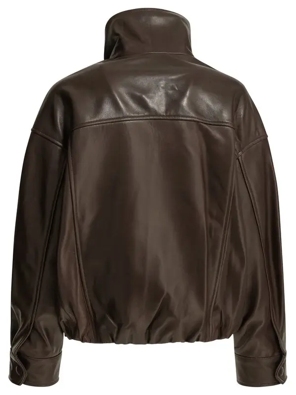 Nour Hammour High-neck Leather Jacket