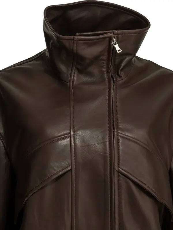 Nour Hammour High-neck Leather Jacket
