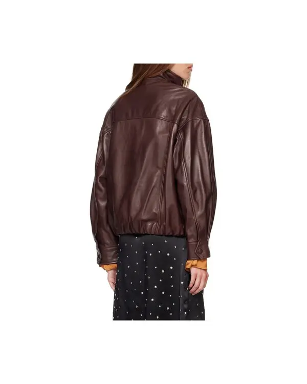 Nour Hammour High-neck Leather Jacket