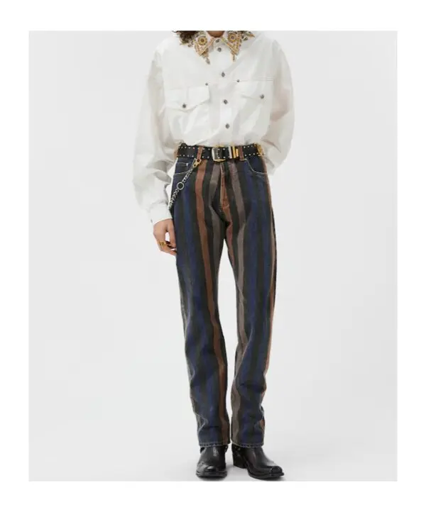 Versace Striped Straight Jeans