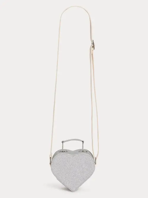 Bonpoint Heart-shaped Bag With Silver Sequins And Cherry Applique