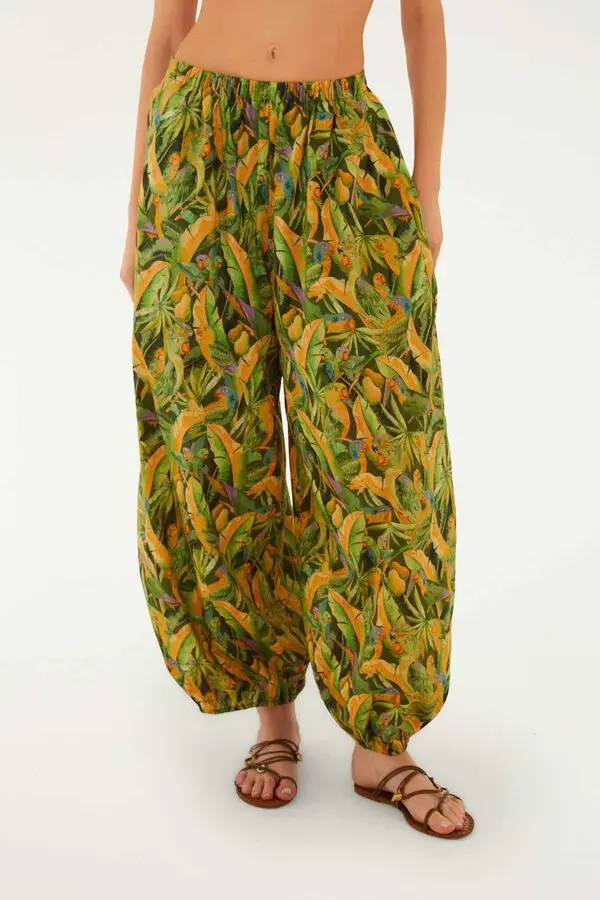 Farm Rio Parrot Pattern Balloon Pants