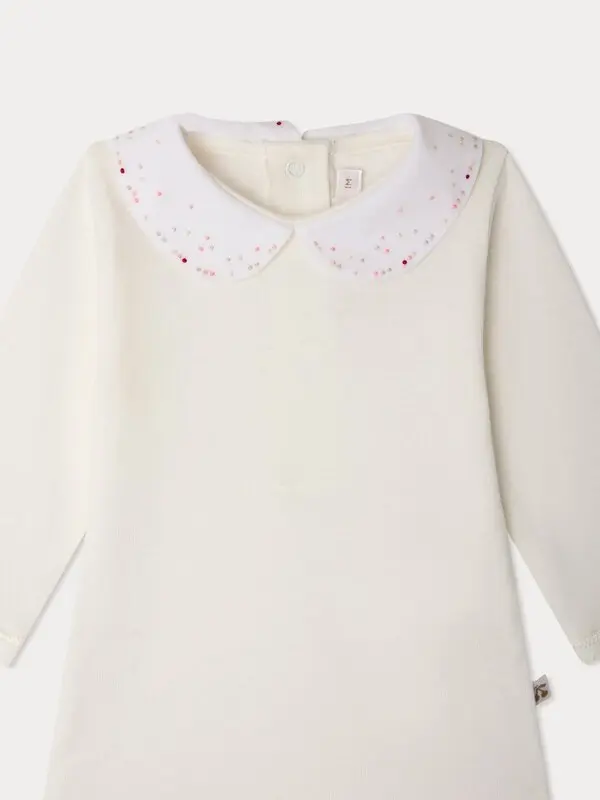 Bonpoint Cygne Hand-embroidered Polka Dot Bodysuit