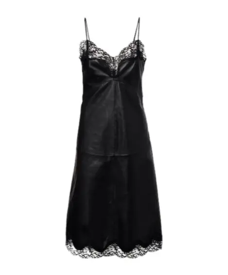 Magda Butrym Lace-trimmed Leather Midi Dress - Black