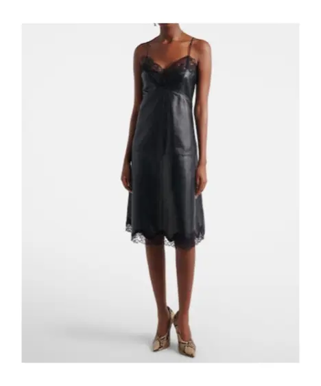 Magda Butrym Lace-trimmed Leather Midi Dress