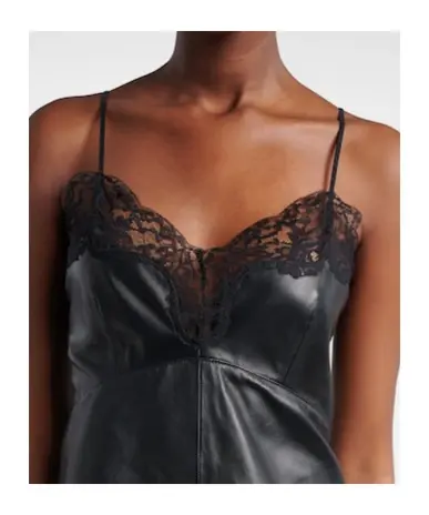 Magda Butrym Lace-trimmed Leather Midi Dress