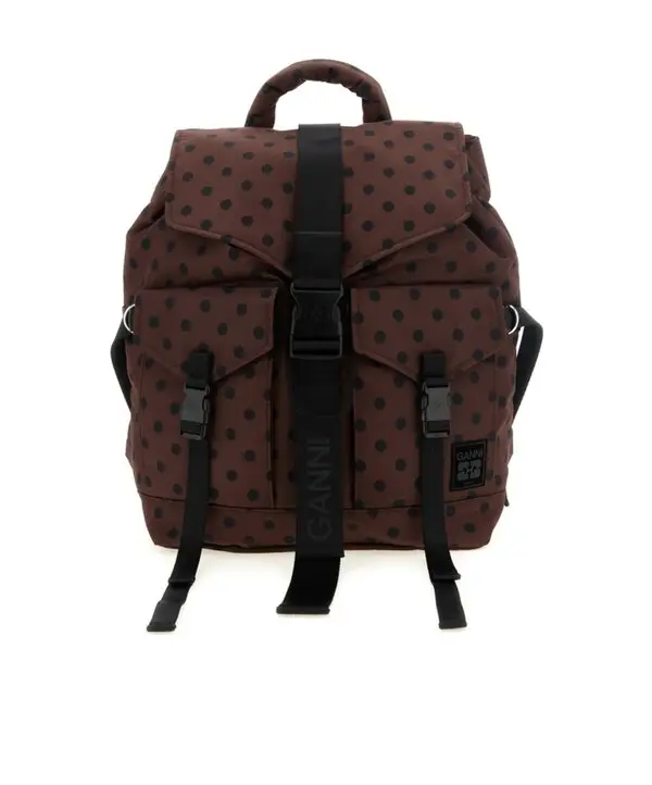GANNI Patterned Backpack - Black