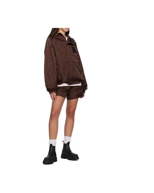 GANNI Polka-dot Logo-patch Shorts - Brown