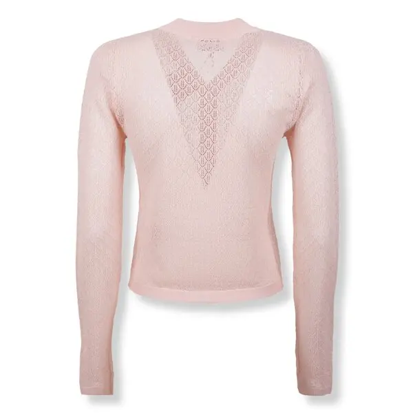 GANNI Pointelle Knit Logo Button Cardigan - No