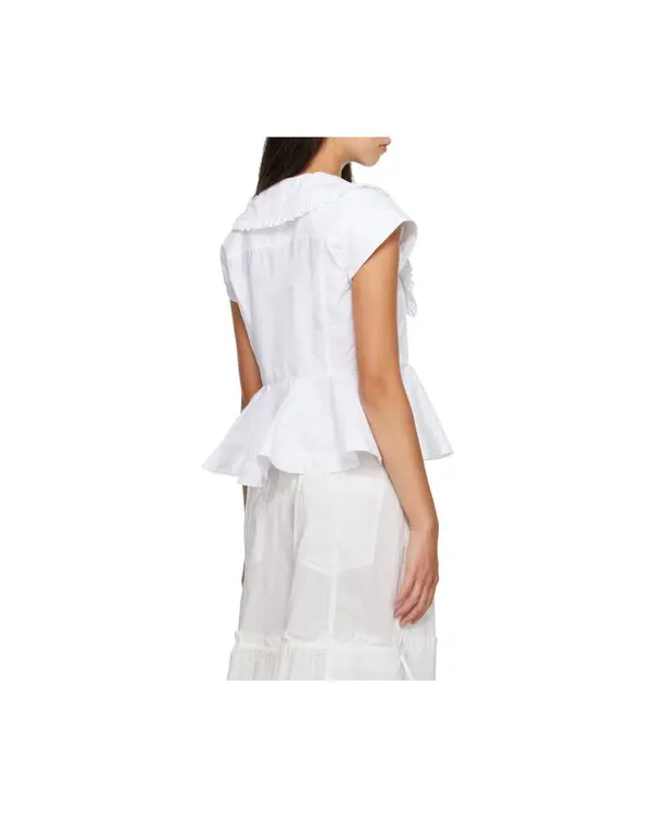 GANNI Peplum Tie-front Top - White