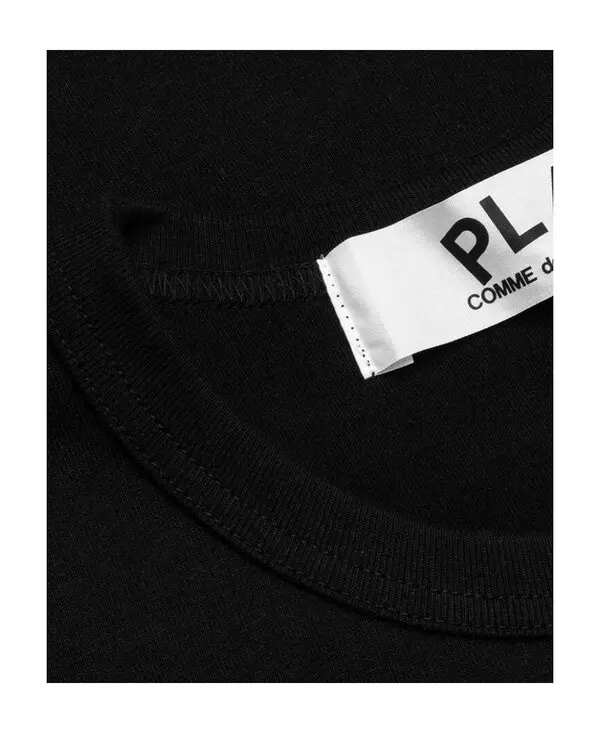 Play Comme Des Garcon Logo-embroidered Crew Neck T-shirt - Black